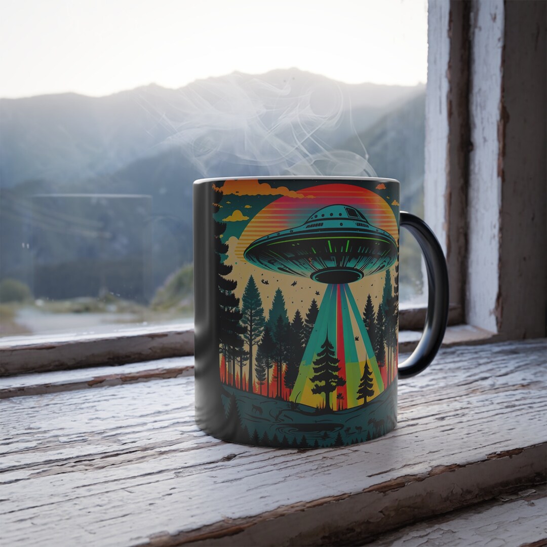 Color Morphing UFO Mug Trippy Forest Coffee Mug Black Coffee Mug Space ...