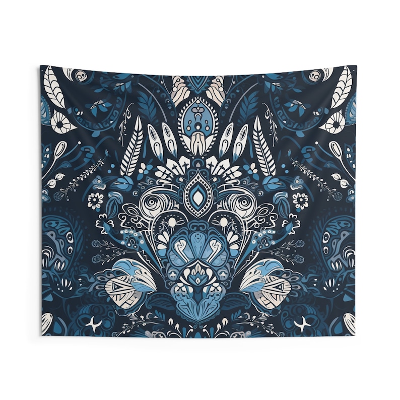 Abstract Blue Boho Tapestry Aesthetic Room Decor College - Etsy