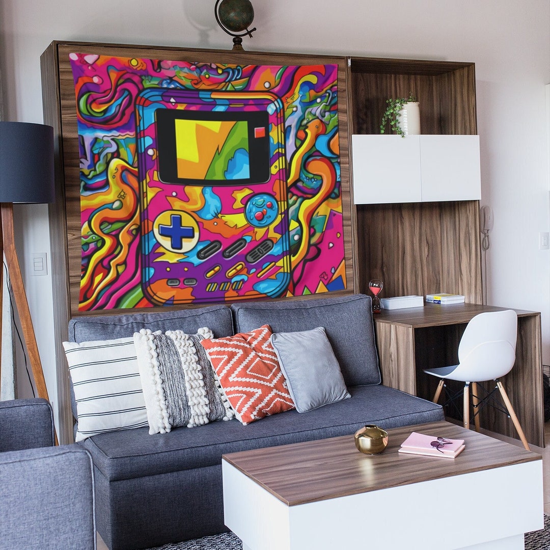 Psychedelic Video Game Tapestry, Trippy Room Decor - Etsy