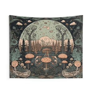 Flower Forest Tapestry Forest Moon Nature Tapestry Perfect for College ...