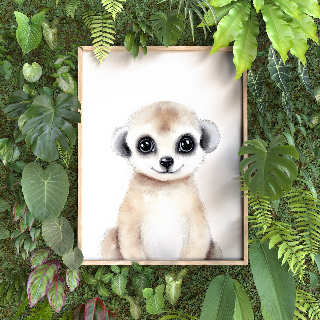 Nursery Wall Art, Meerkat Print, Watercolor Nursery Art, Baby Animal ...