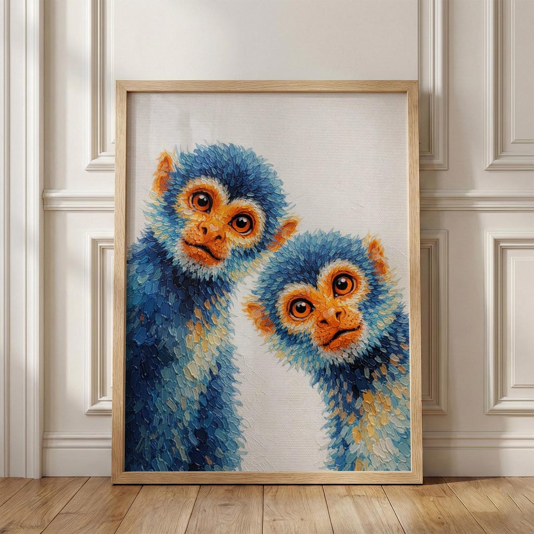 Whimsical Monkeys Art Print, Cute Colorful Animal Wall Decor for ...