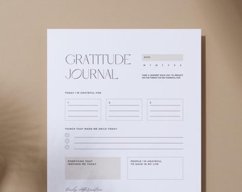 Gratitude Journal Printable Template Mindfulness Self Care Log Planner ...