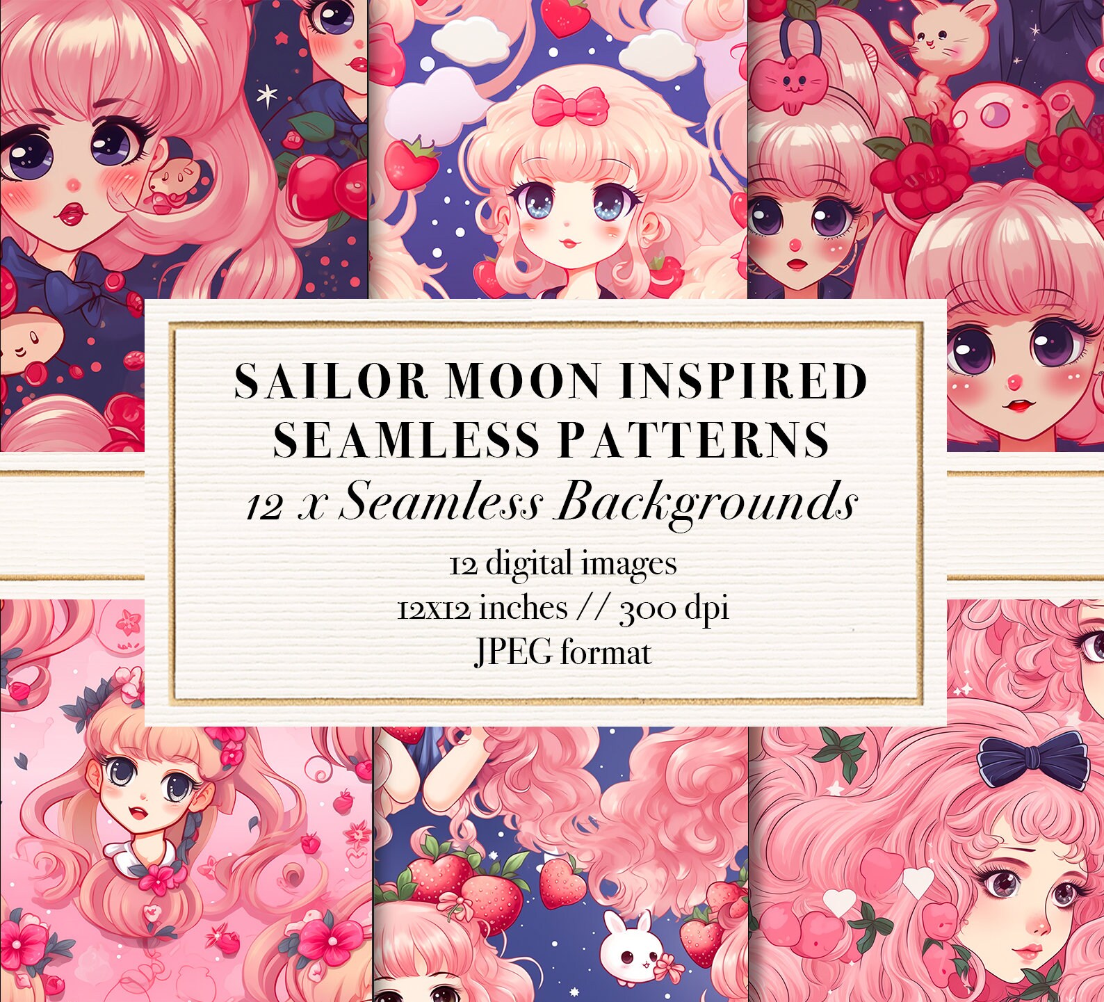 Pink Sailor Moon Inspired Seamless Background Patterns, Waterfall ...