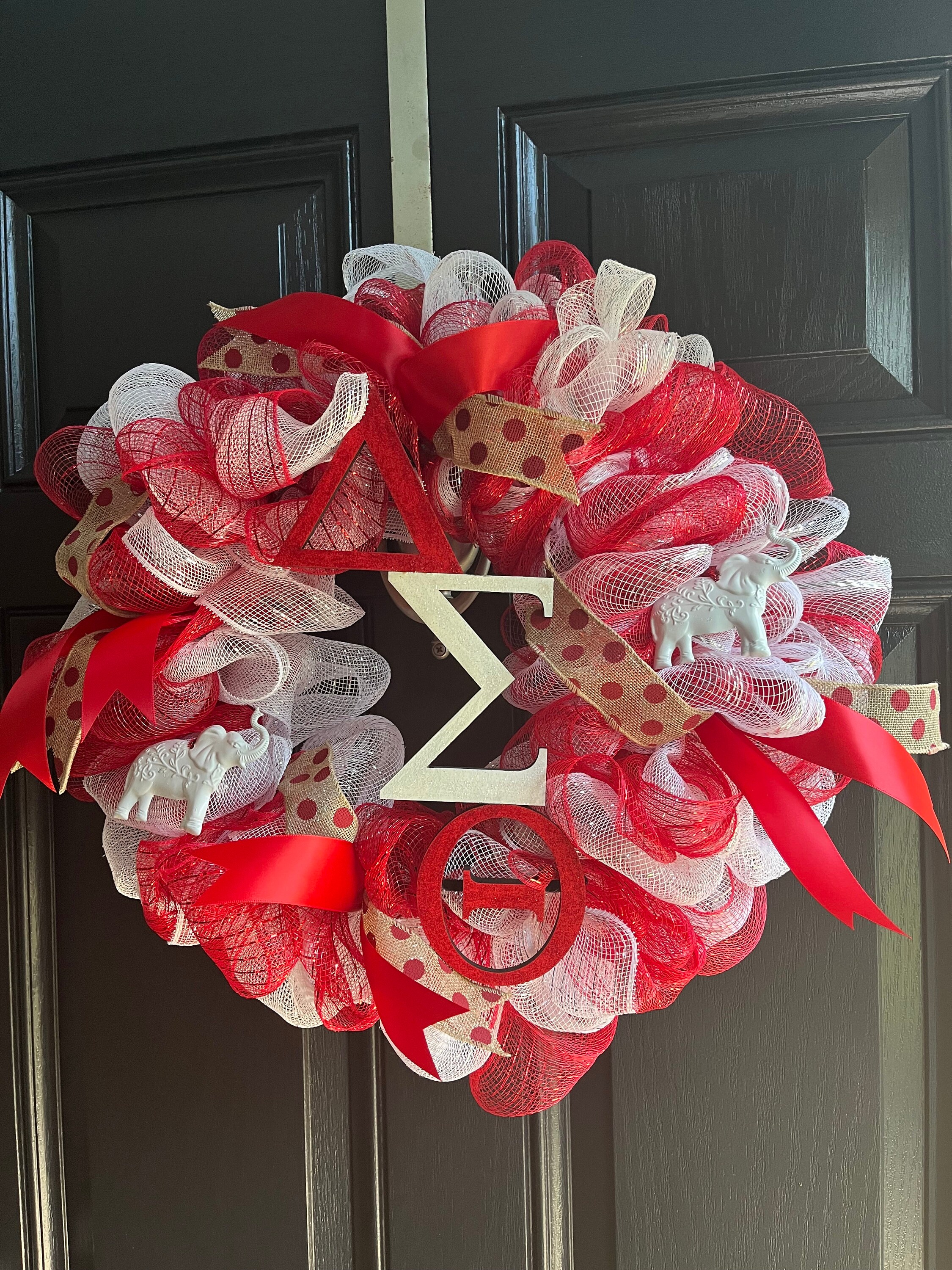 Sorority (delta) Wreath, Wreath for Door, Holiday Decor Wreath, Red and ...