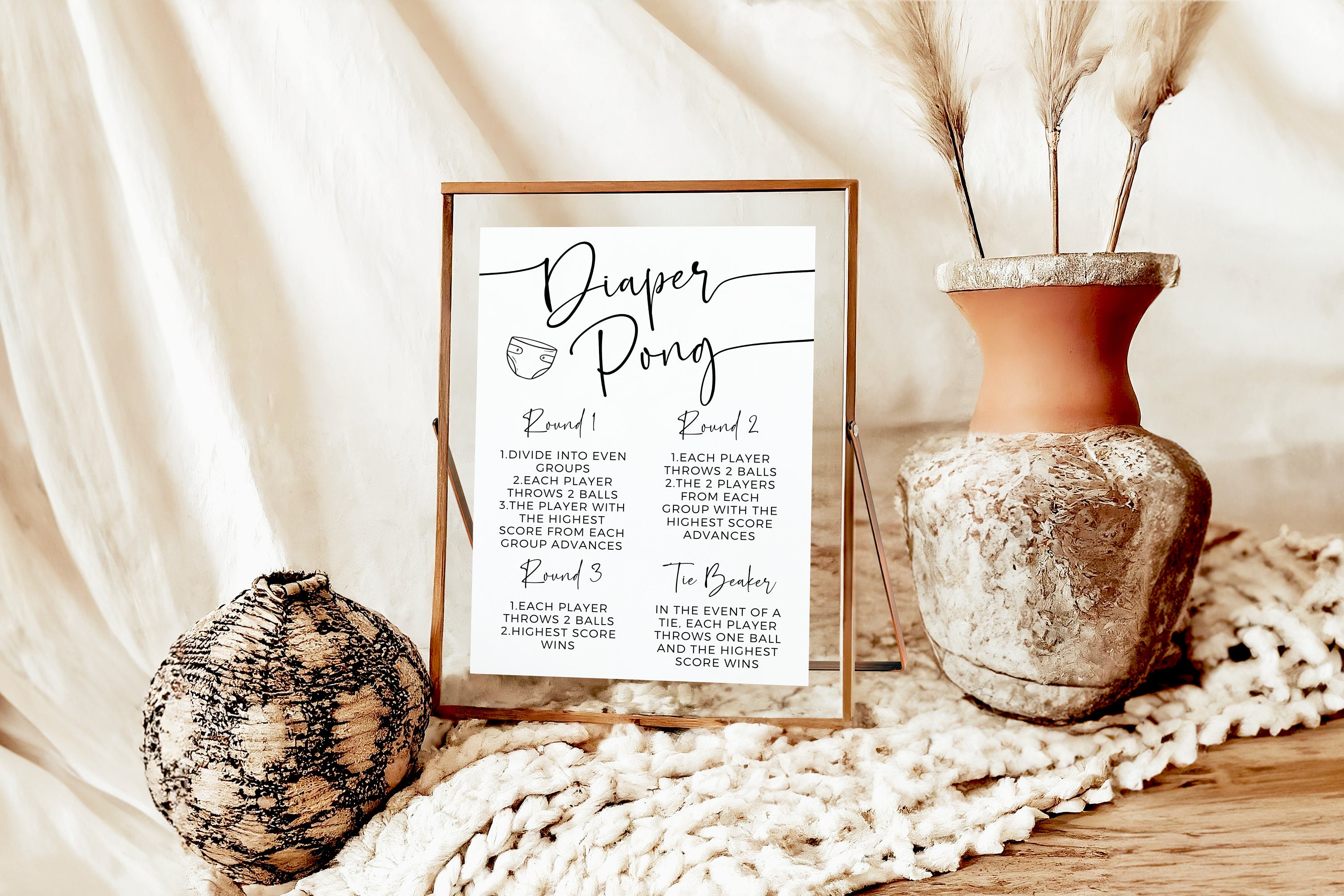 Diaper Pong Baby Shower Game, Gender Neutral Baby Shower Activity ...