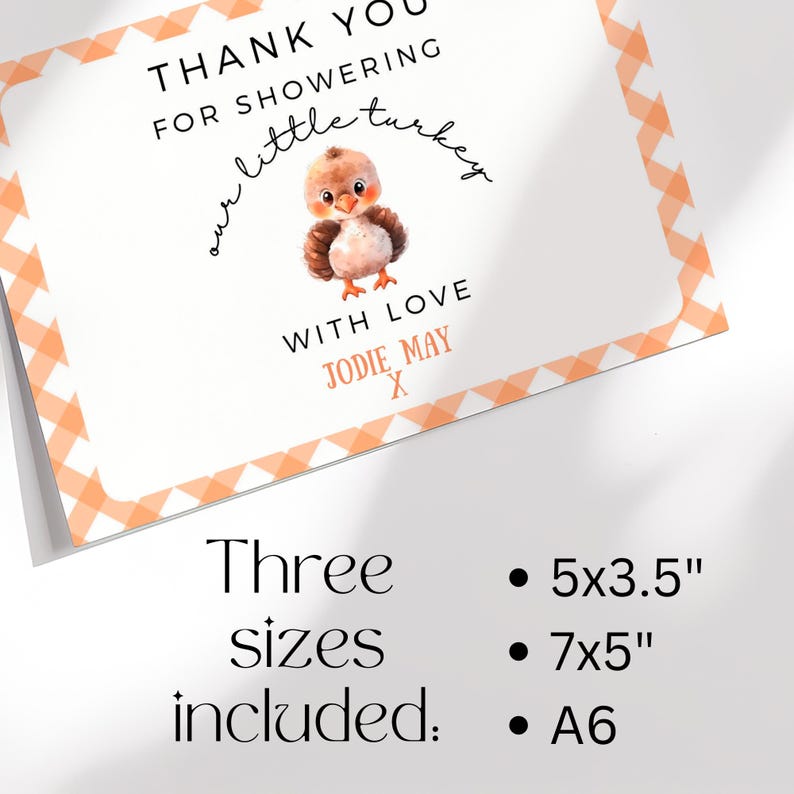 A Little Turkey Baby Shower Thank You Card, Thanksgiving Baby Shower ...