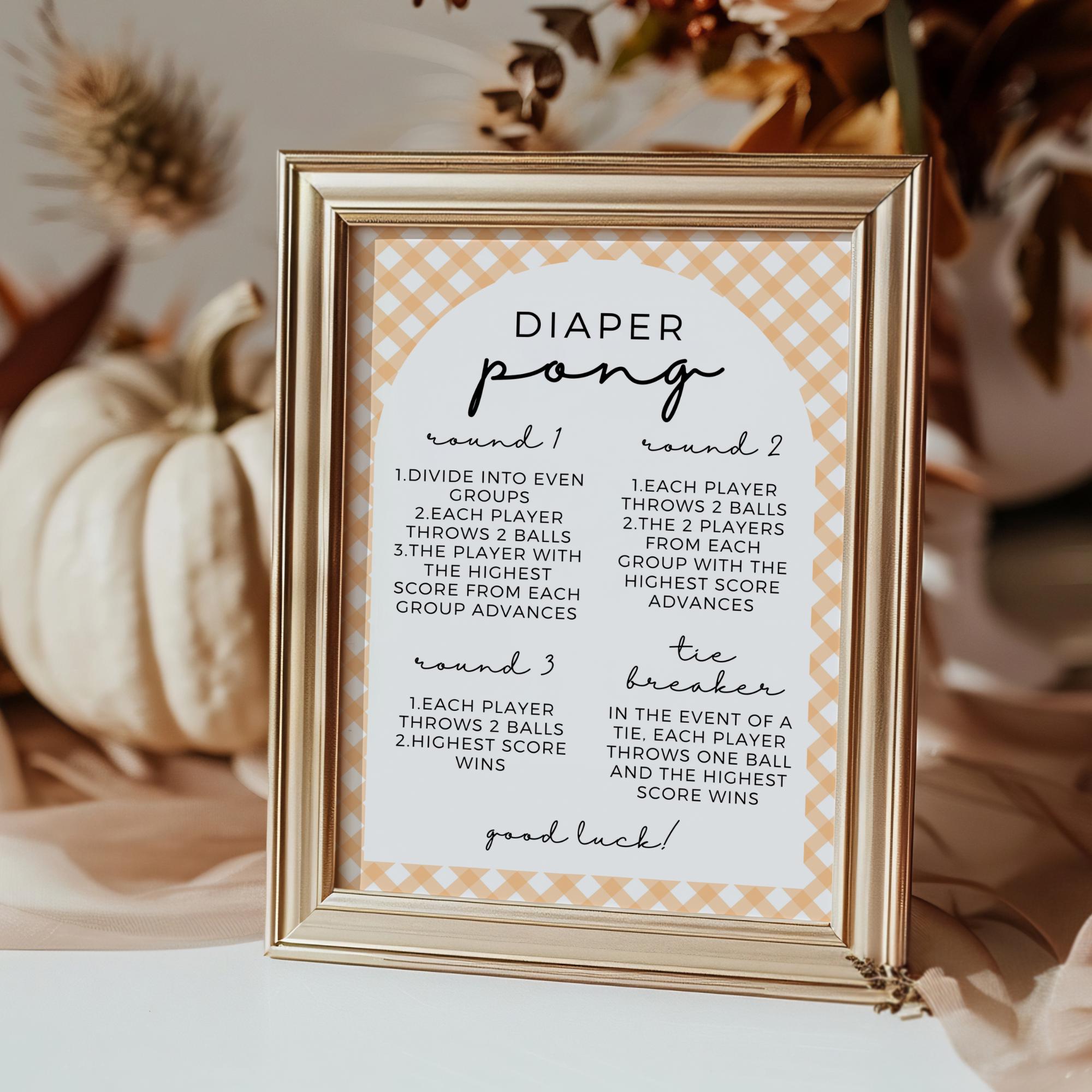 A Little Cutie Pie is on the Way Baby Shower Diaper Pong Game, Fall ...