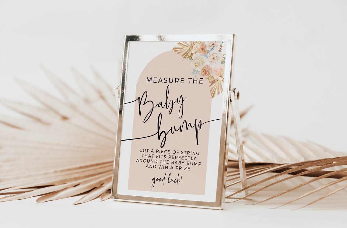 Measure the Baby Bump Baby Shower Game Printable Sign, Gender Neutral ...