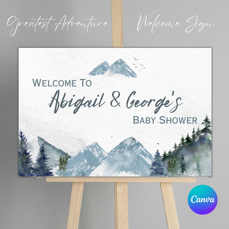 Greatest Adventure Mountains Editable Baby Shower Welcome Sign, Baby ...