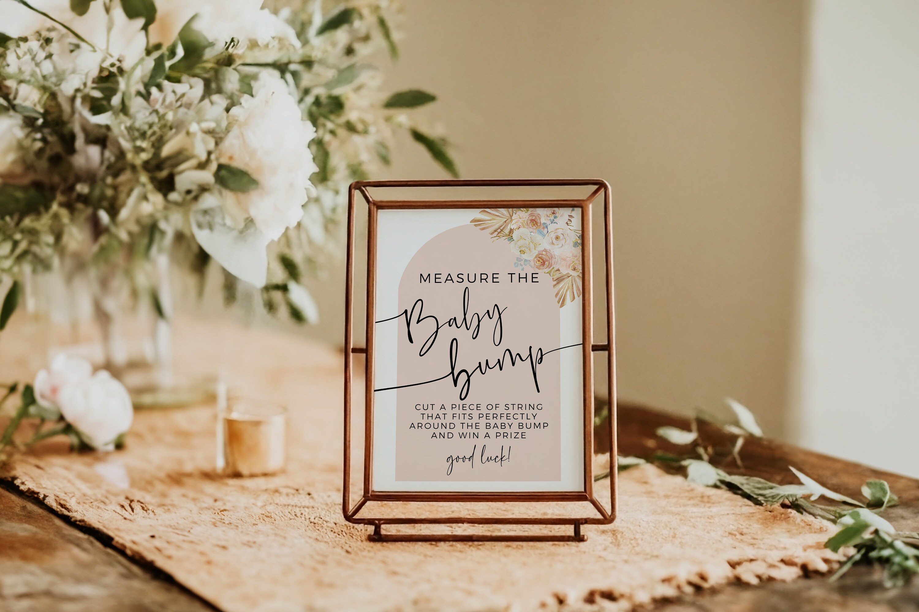 Measure the Baby Bump Baby Shower Game Printable Sign, Gender Neutral ...