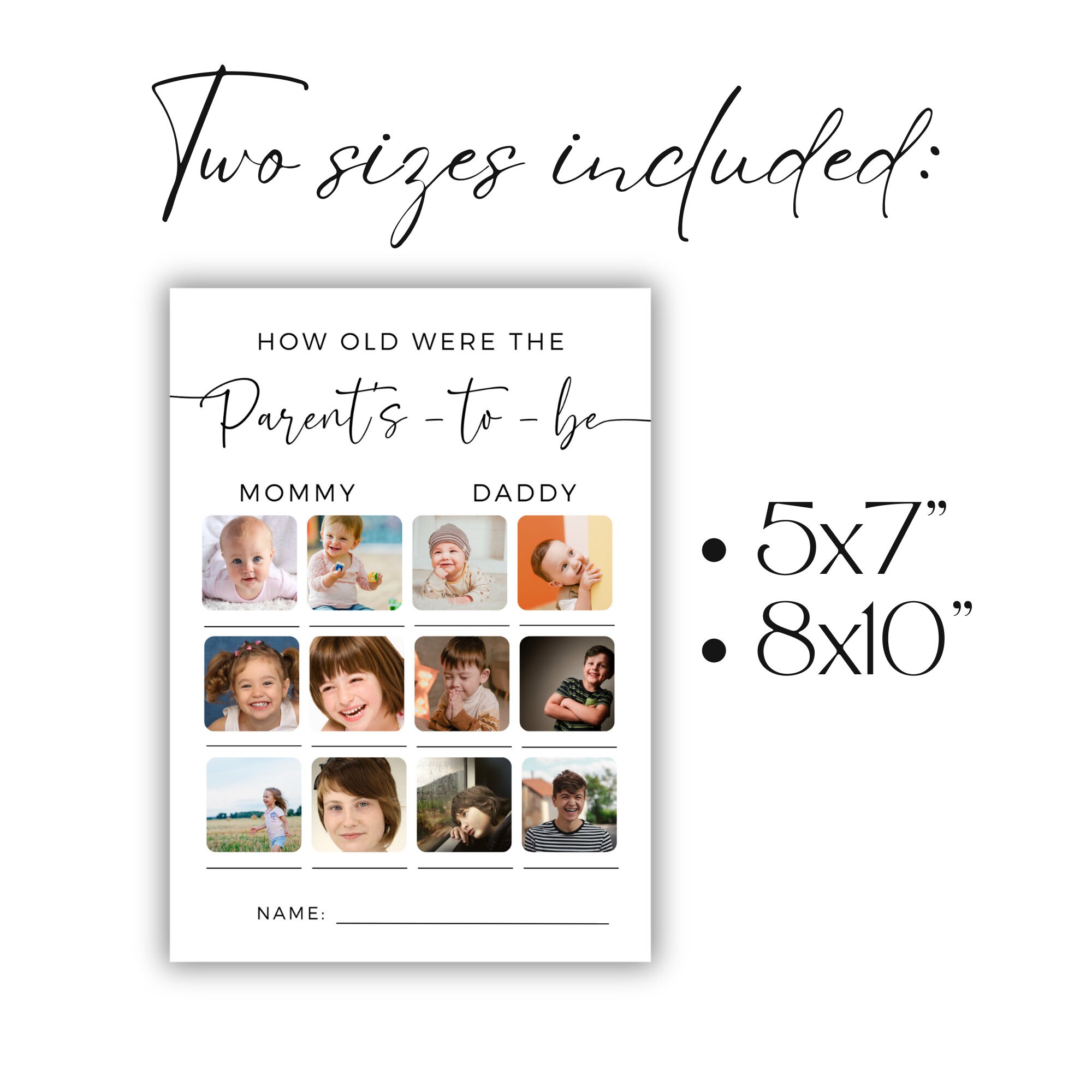 Guess the Parents Age Baby Shower Game, How Old Were They, Baby Shower ...