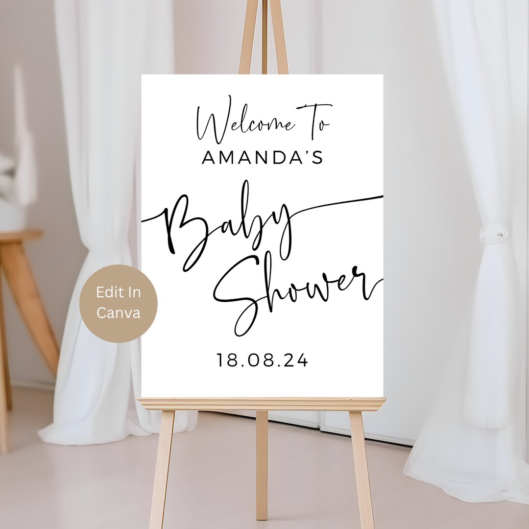 Minimal Baby Shower Welcome Sign, Editable Template, Minimal Baby ...