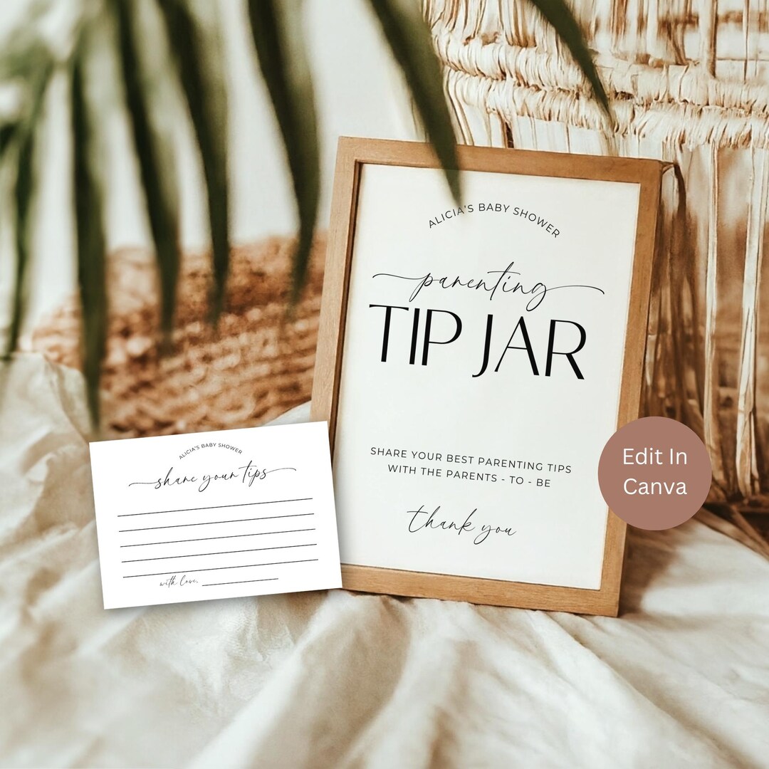 Parenting Tip Jar Sign, Baby Shower Advice Cards, Printable, Advice for ...