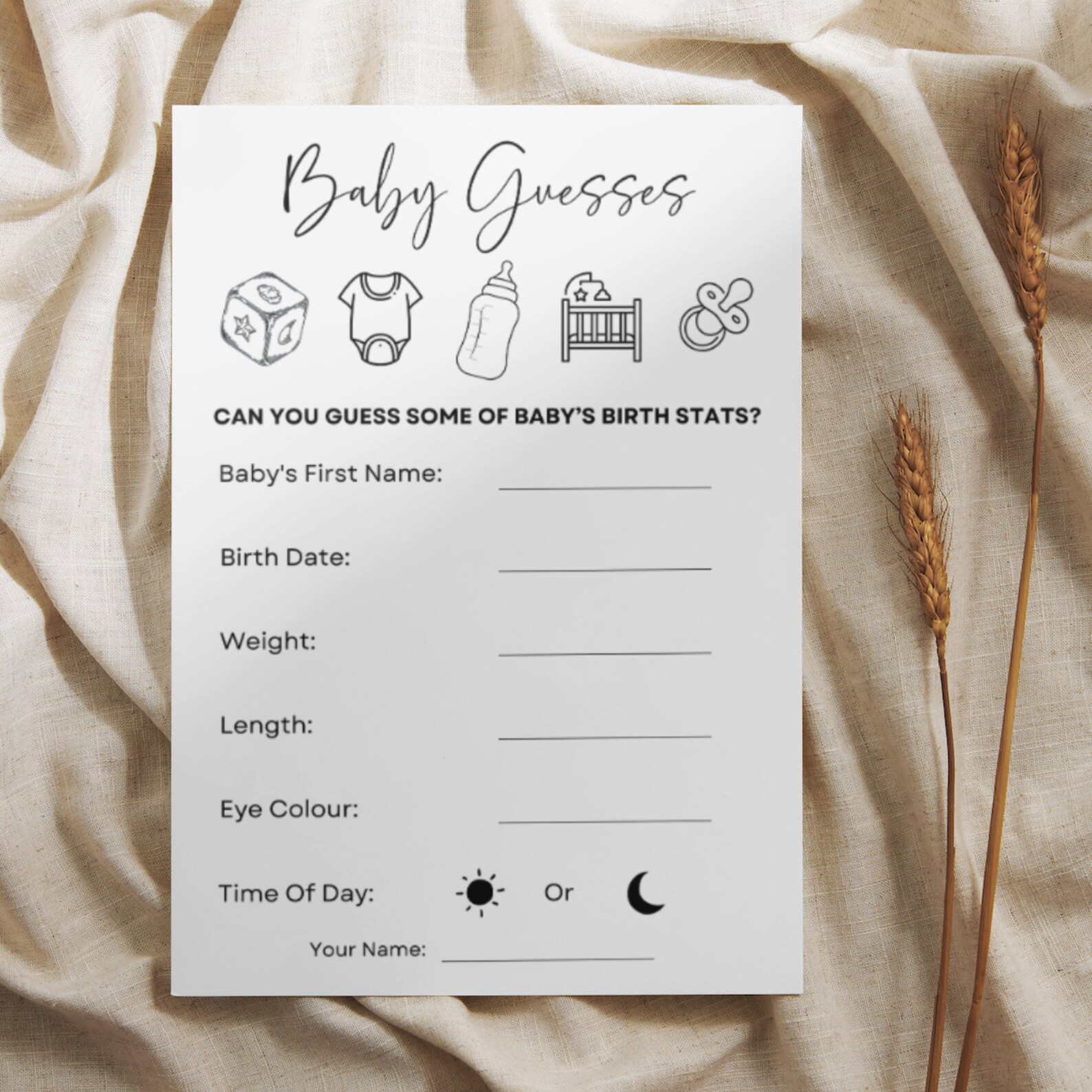 Baby Shower Printable Game, Boy Baby Shower, Minimal Baby Shower Game ...