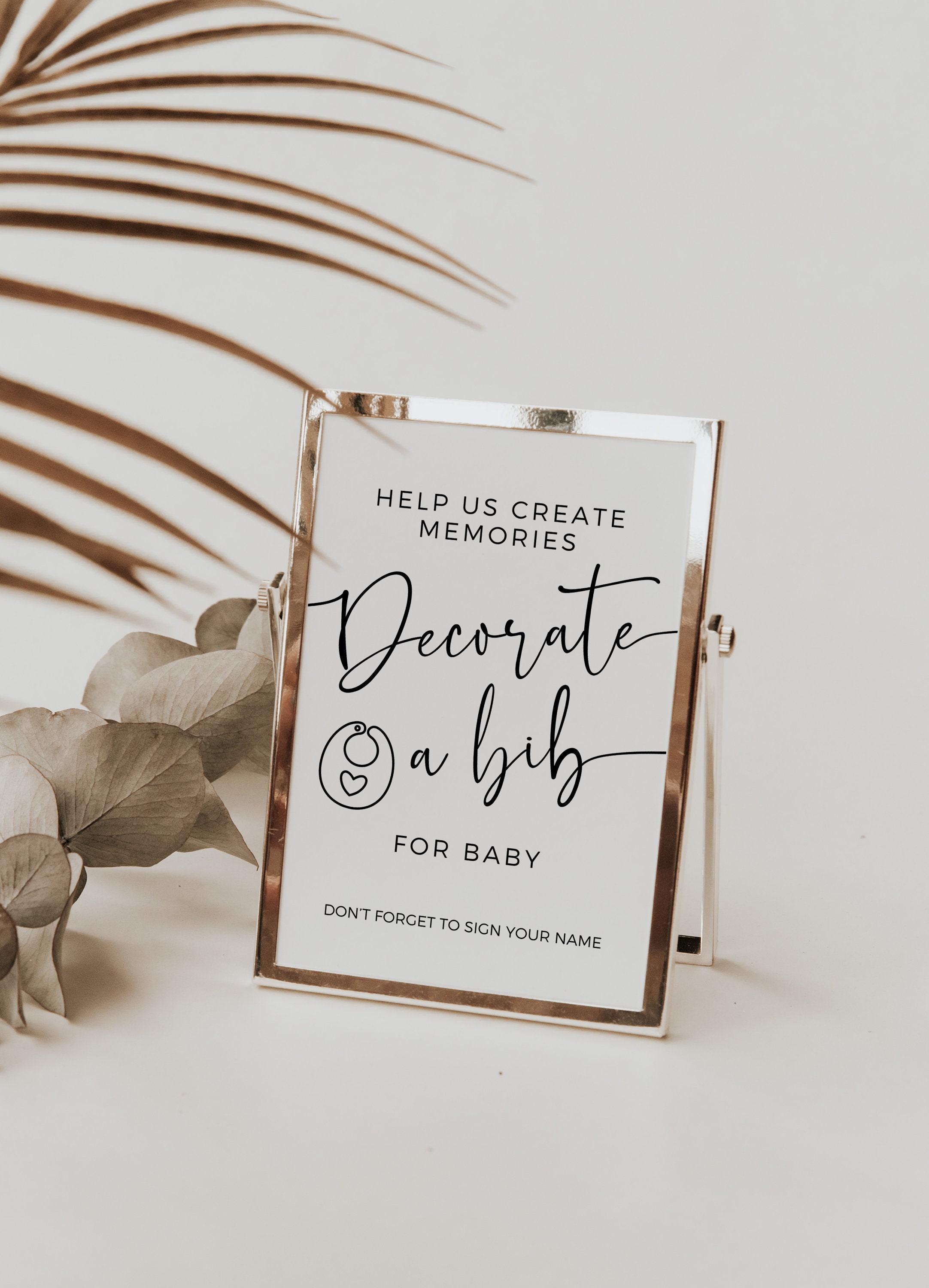 Bib Decorating Station Printable Sign, Decorate A Bib for Baby ...