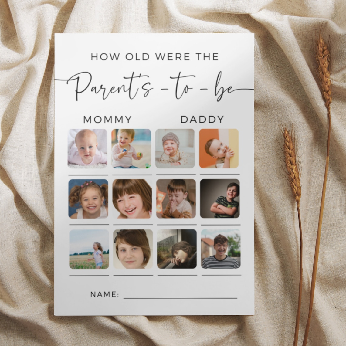 Guess the Parents Age Baby Shower Game, How Old Were They, Baby Shower ...