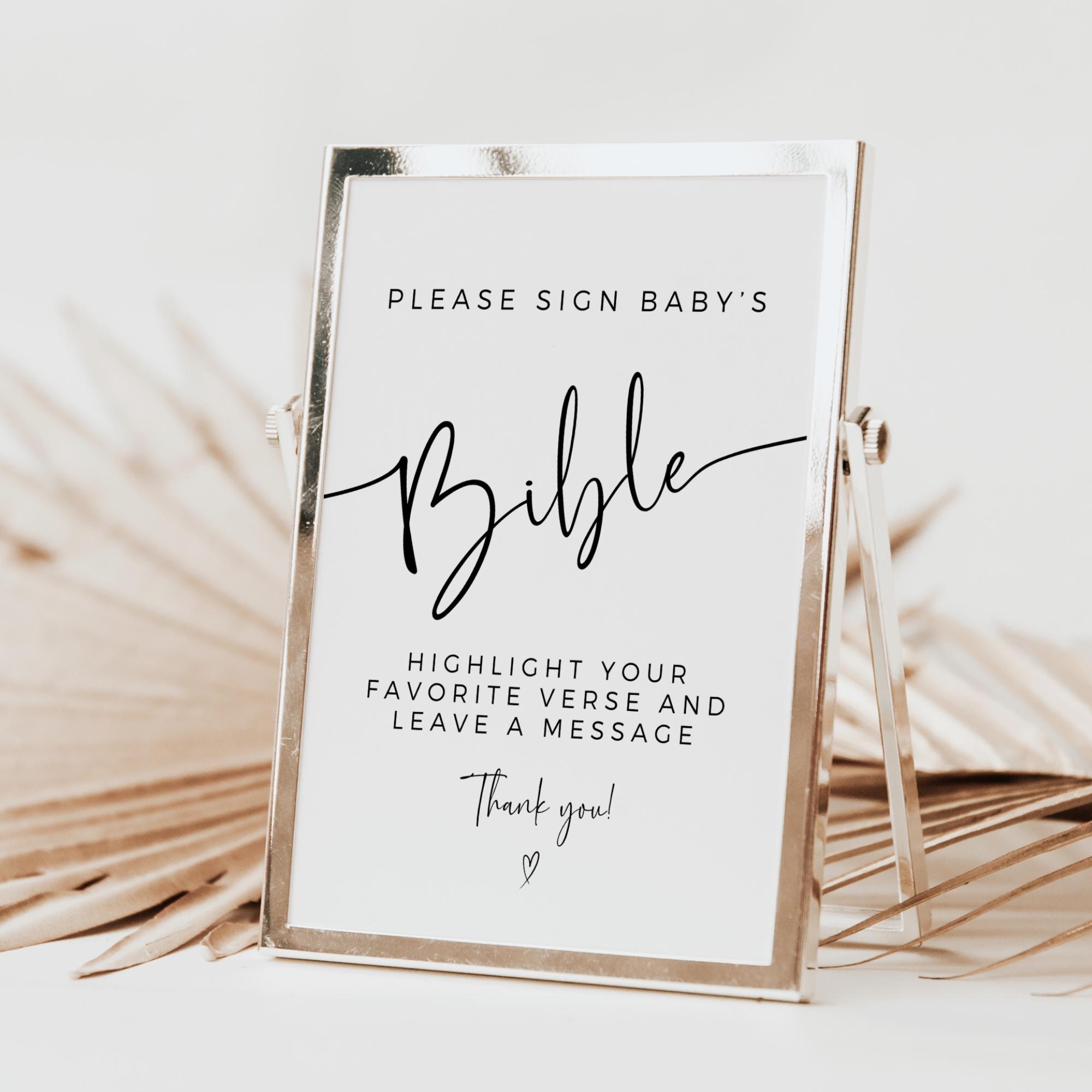 Highlight Bible Verse Baby Shower Sign, Gender Neutral Sign, Printable ...