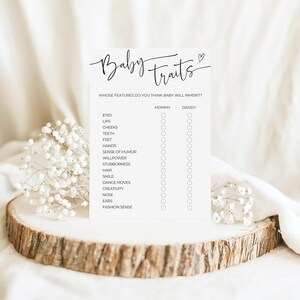 Minimal Baby Traits Game, Guess Baby Features Baby Shower Game , Gender ...