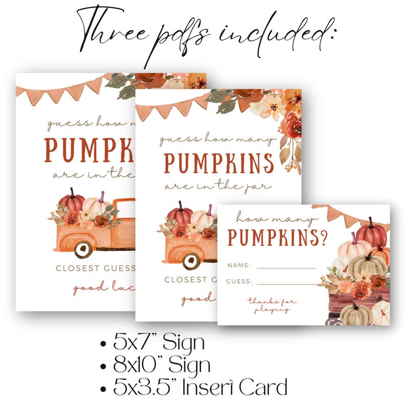 Guess How Many Pumpkins Are in the Jar Baby Shower Game, Fall Baby ...