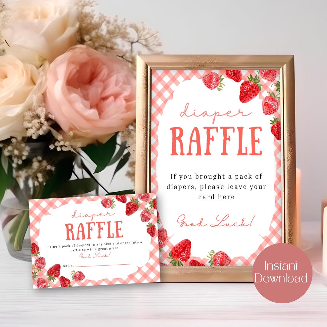 Someone Berry Sweet Baby Shower Diaper Raffle Sign and Raffle Ticket ...