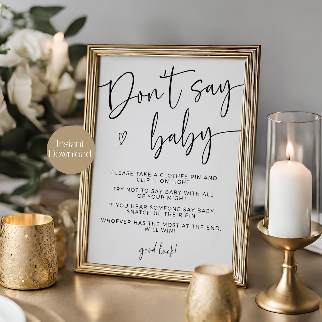 Dont Say Baby Sign Game Printable, Baby Shower Game Sign, Instant ...