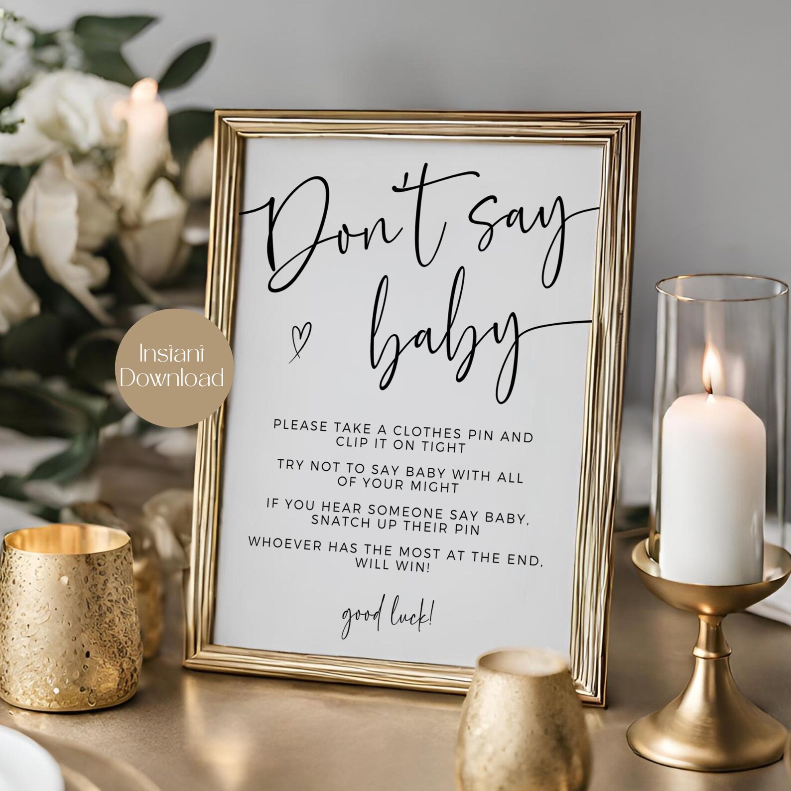 Dont Say Baby Sign Game Printable, Baby Shower Game Sign, Instant ...