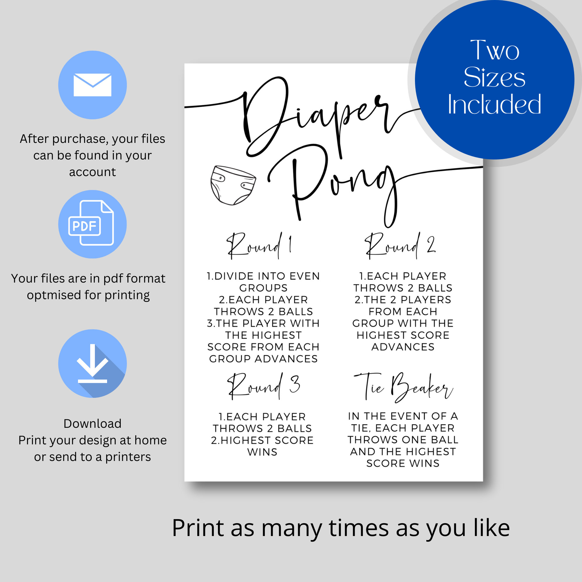 Diaper Pong Baby Shower Game, Gender Neutral Baby Shower Activity ...