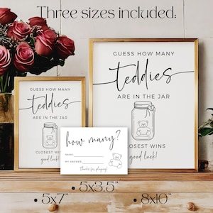 Guess How Many Teddies Are in the Jar Baby Shower Game, Baby Shower ...