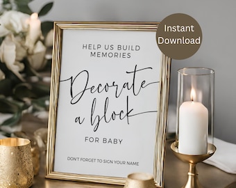 Decorate A Block Sign Baby Shower Decorate A Block for the Baby Sign ...
