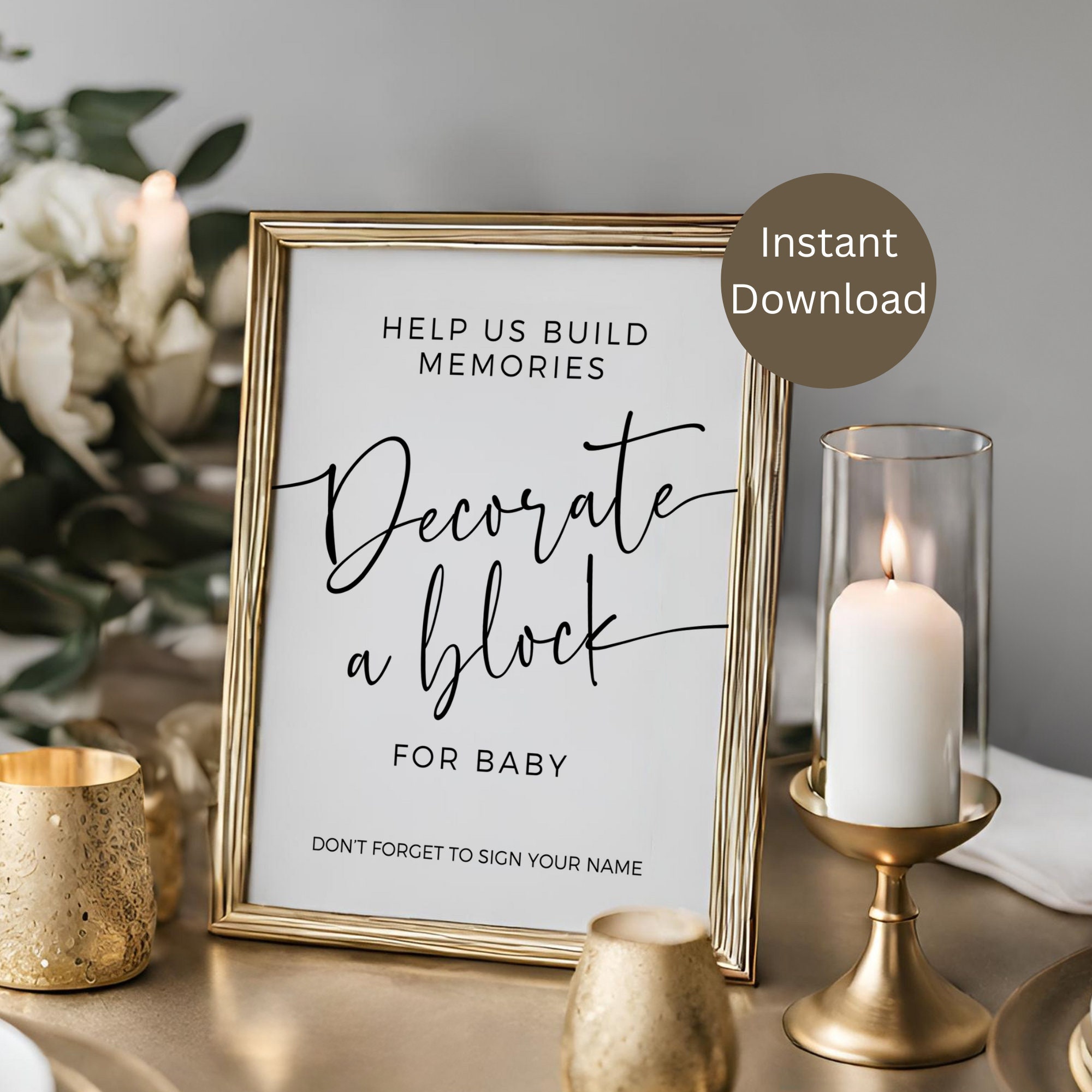 Decorate A Block for the Baby Sign, Baby Shower Activity, Baby Shower ...