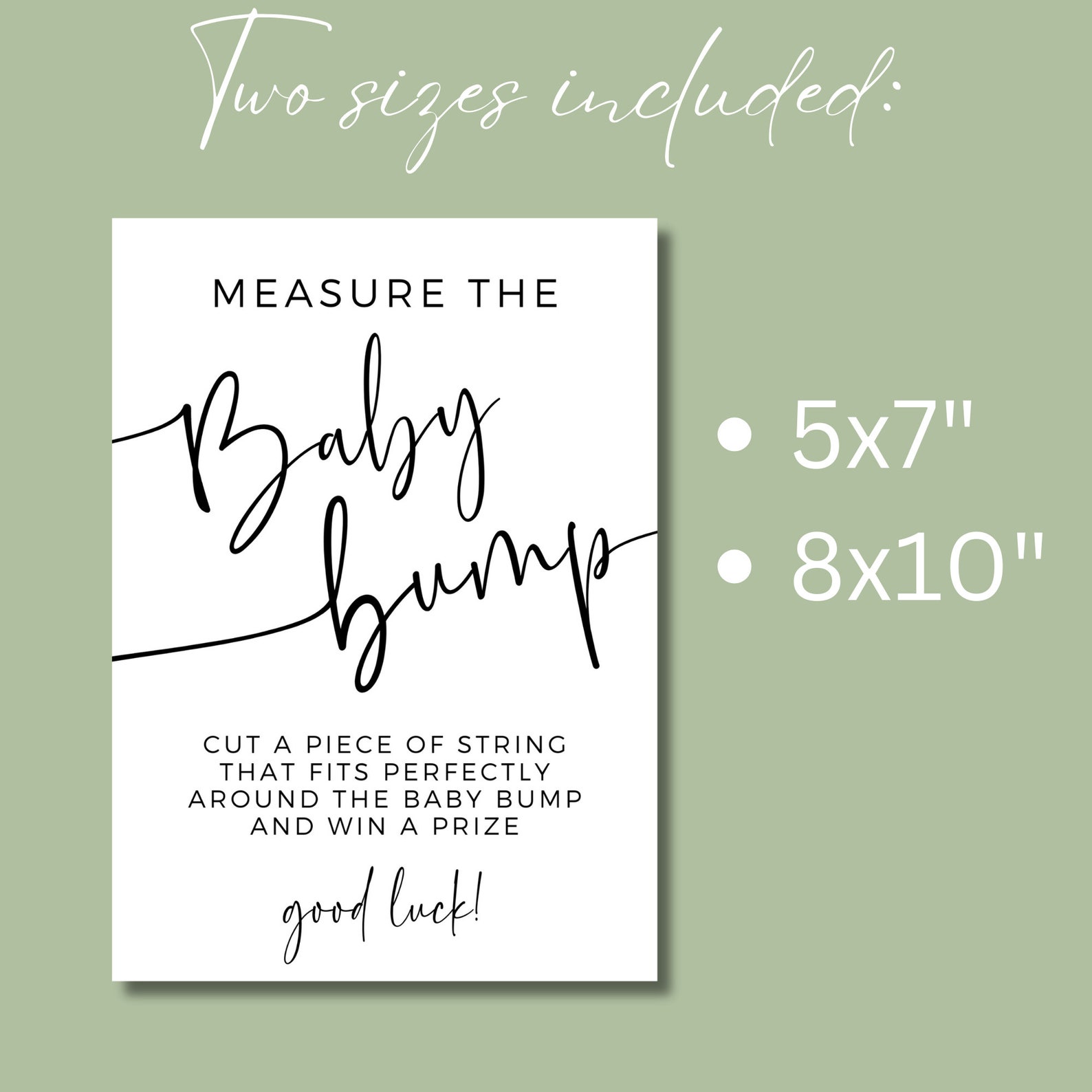 Measure the Baby Bump Baby Shower Game Printable Sign, Gender Neutral ...