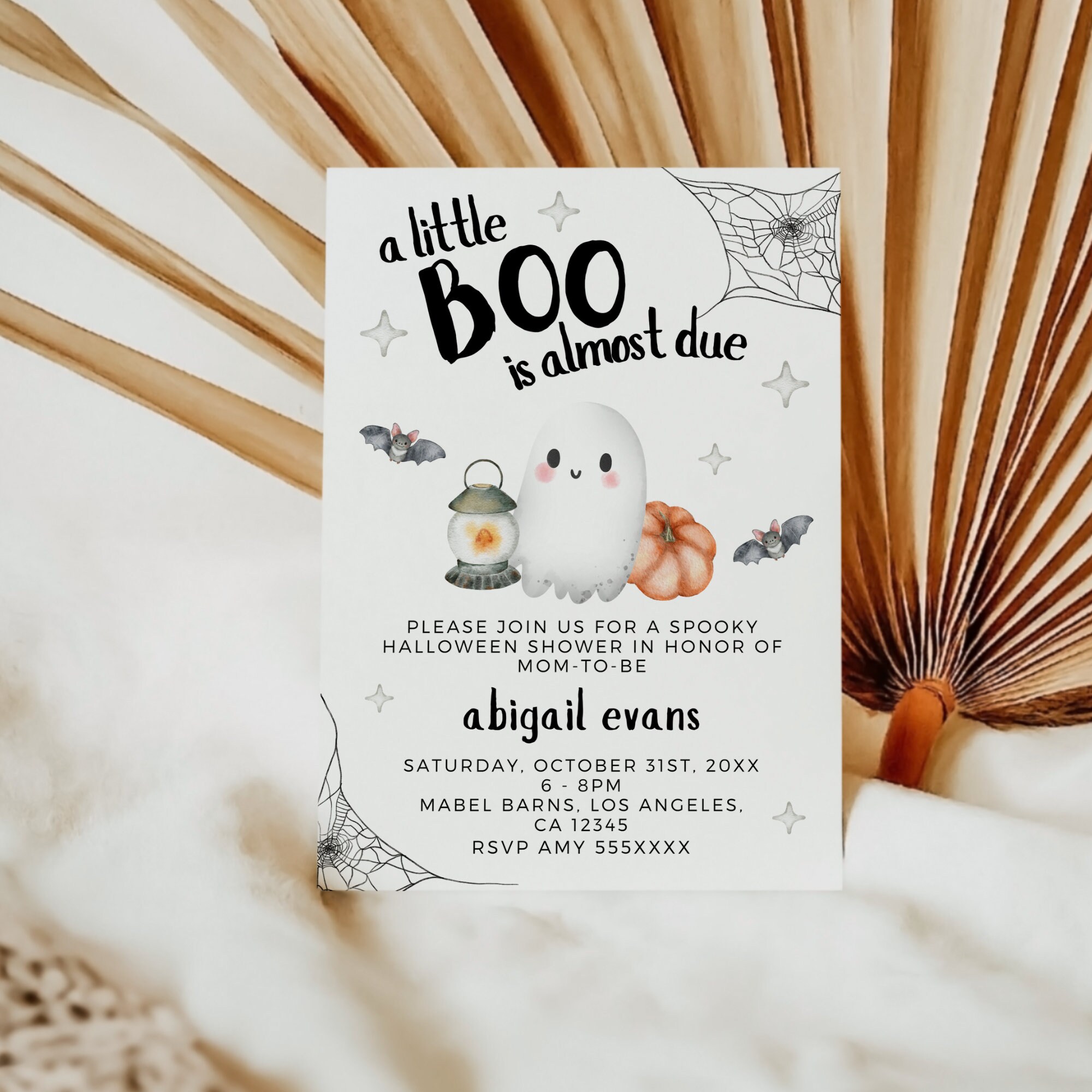 A Little Boo is Almost Due Baby Shower Invitation, Halloween Baby ...