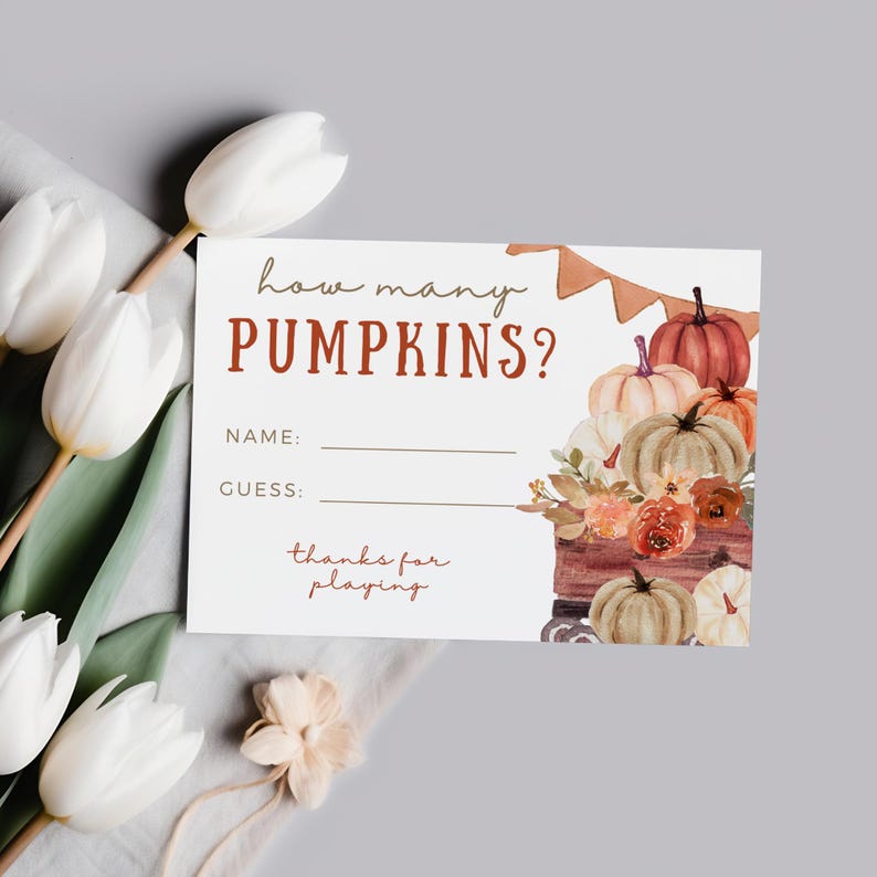 Guess How Many Pumpkins Are in the Jar Baby Shower Game, Fall Baby ...