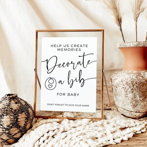 Bib Decorating Station Printable Sign, Decorate A Bib for Baby ...