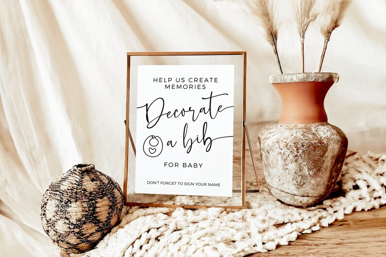 Bib Decorating Station Printable Sign, Decorate A Bib for Baby ...