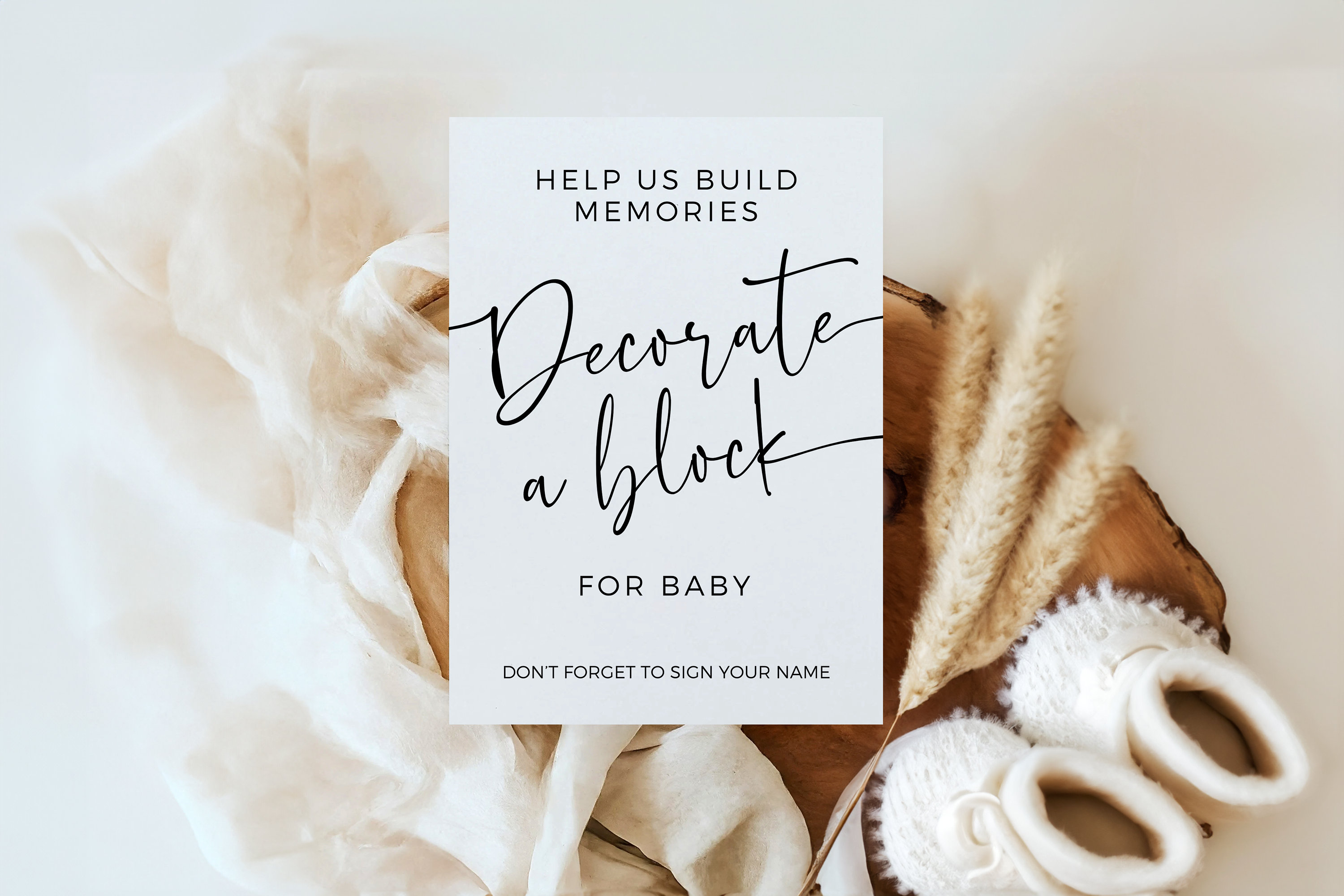 Decorate A Block for the Baby Sign, Baby Shower Activity, Baby Shower ...