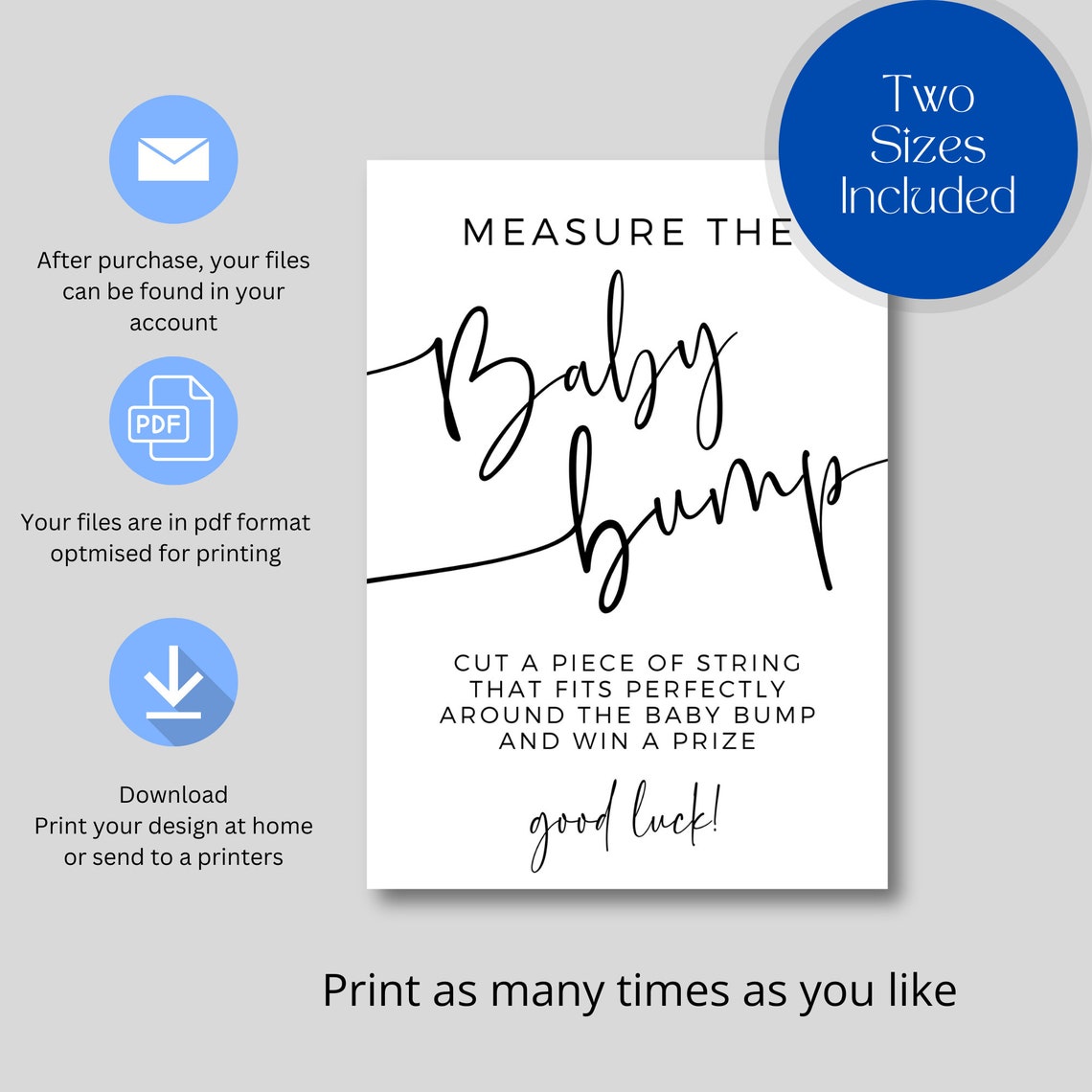 Measure the Baby Bump Baby Shower Game Printable Sign, Gender Neutral ...