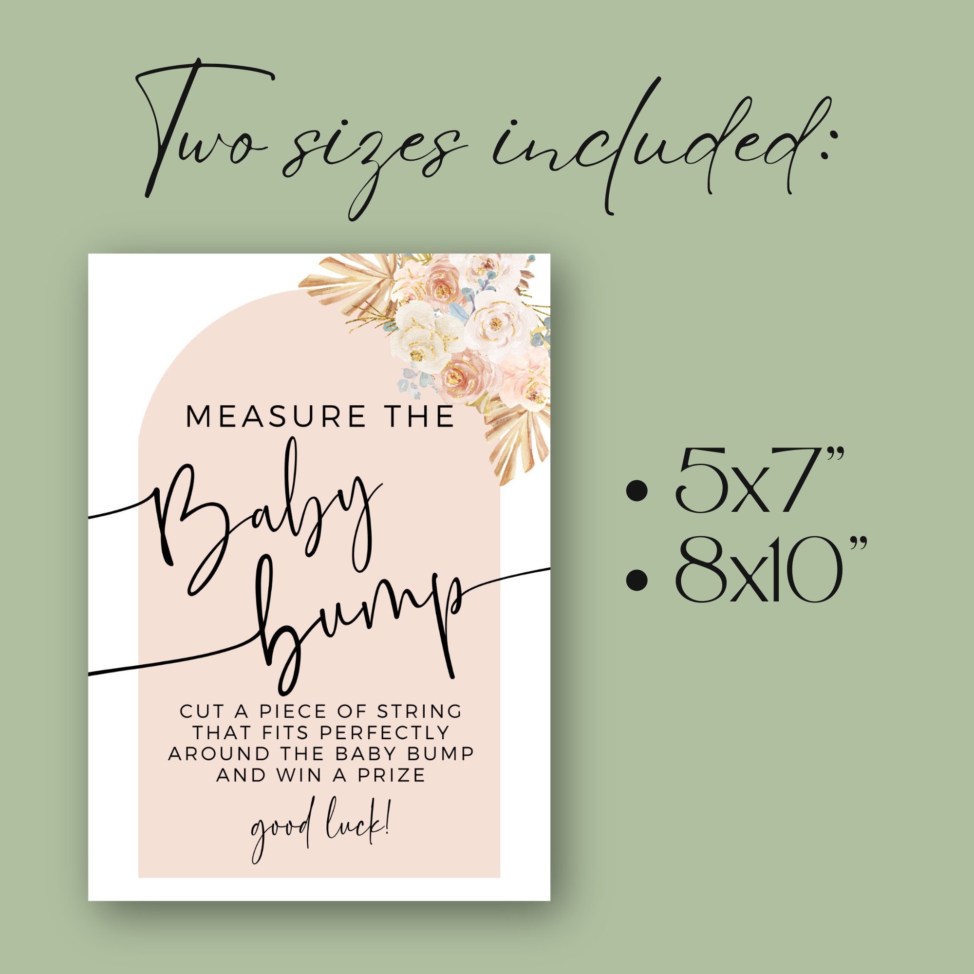 Measure the Baby Bump Baby Shower Game Printable Sign, Gender Neutral ...