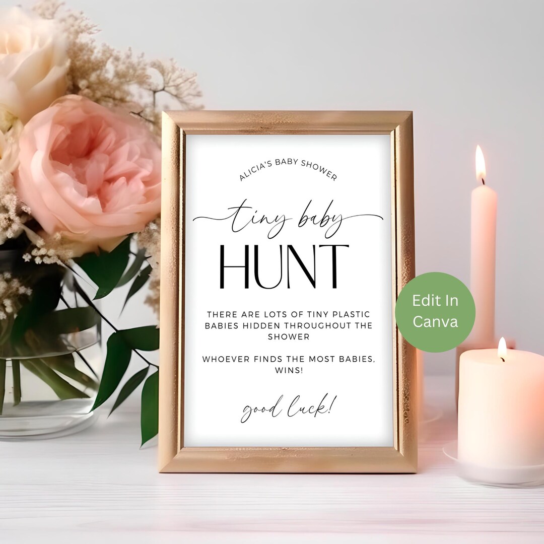 Tiny Baby Hunt Game Sign, Find the Babies, Baby Shower Game Sign ...