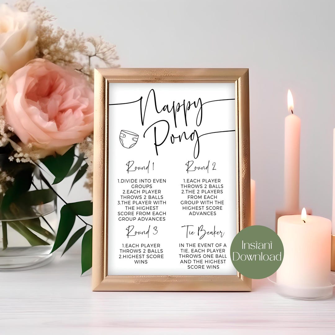 Nappy Pong Baby Shower Game, Gender Neutral Baby Shower Activity ...