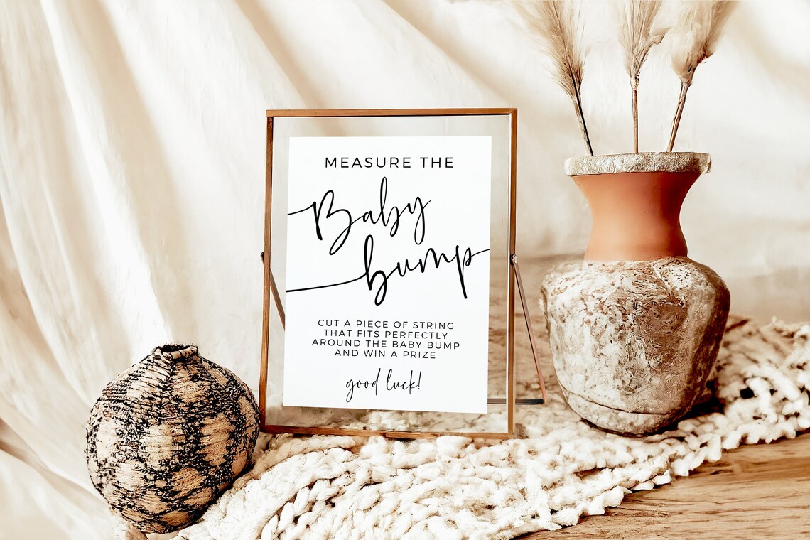 Measure the Baby Bump Baby Shower Game Printable Sign, Gender Neutral ...