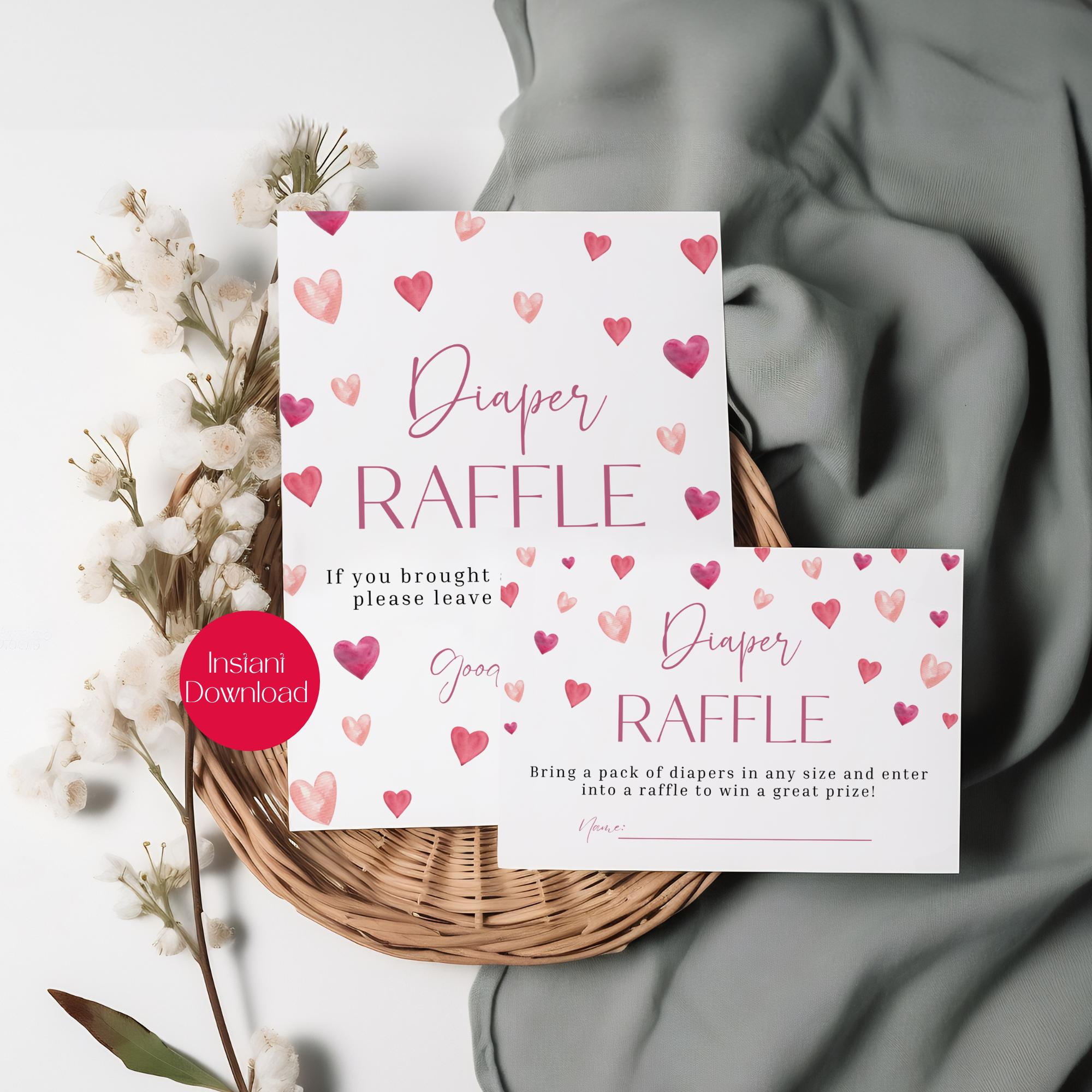 Little Sweetheart Baby Shower Diaper Raffle Sign and Raffle Ticket ...
