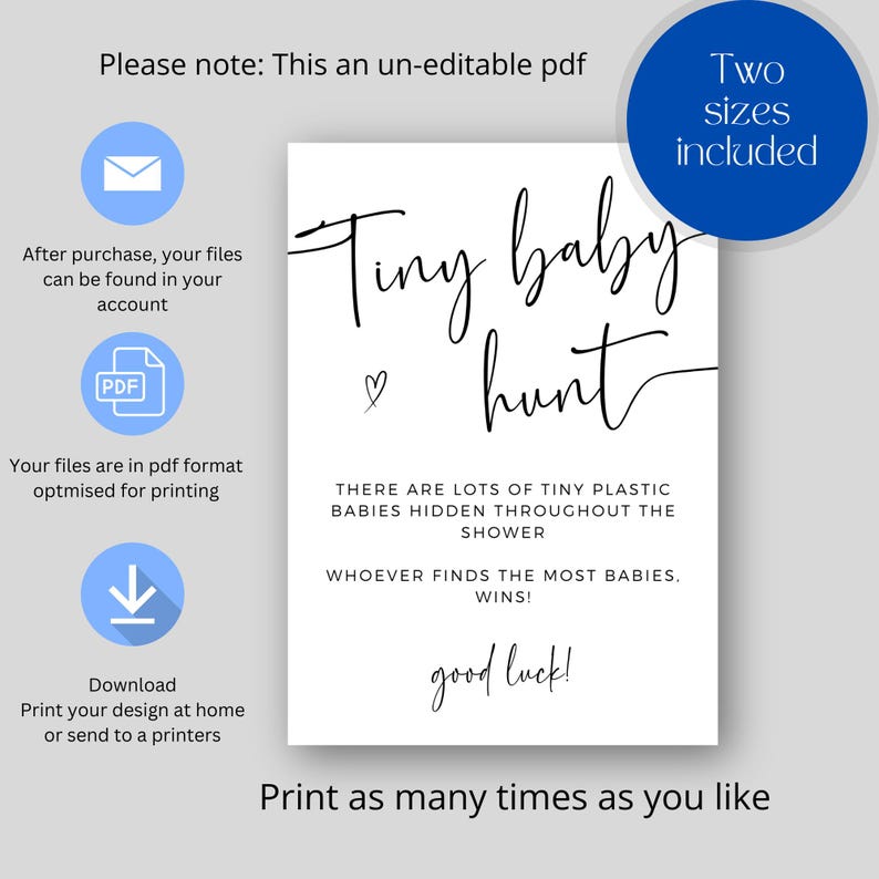 Tiny Baby Hunt Game Sign, Find the Babies, Baby Shower Game Sign ...