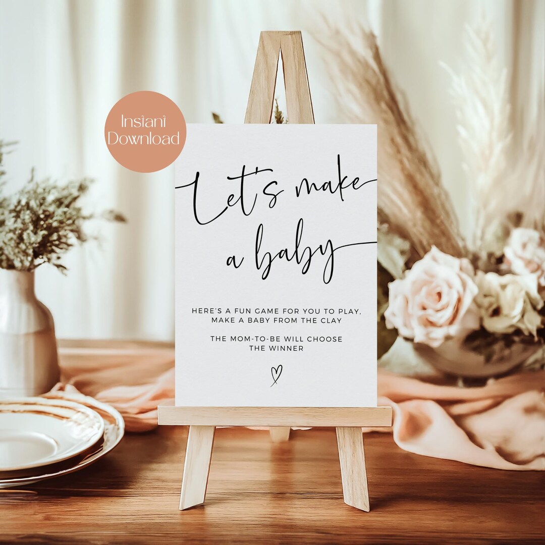 Let's Make a Baby Game, Printable Baby Shower Game Sign, Instant ...