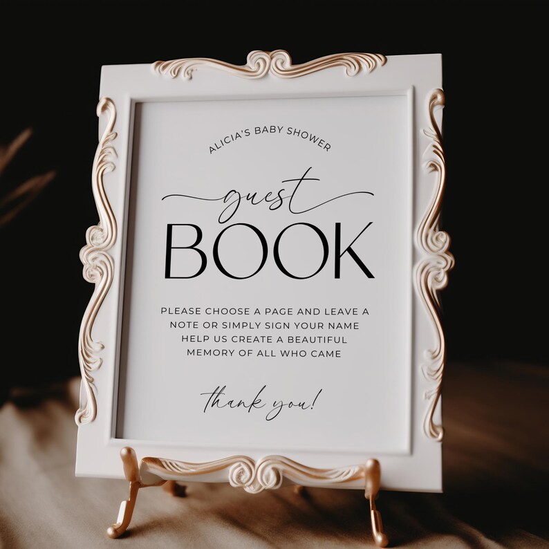 Baby Shower Guestbook Sign, Guest Book Sign, Minimal Baby Shower ...