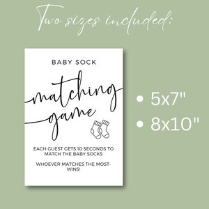 Baby Sock Matching Game Sign, Baby Shower Activity, Baby Shower Game ...