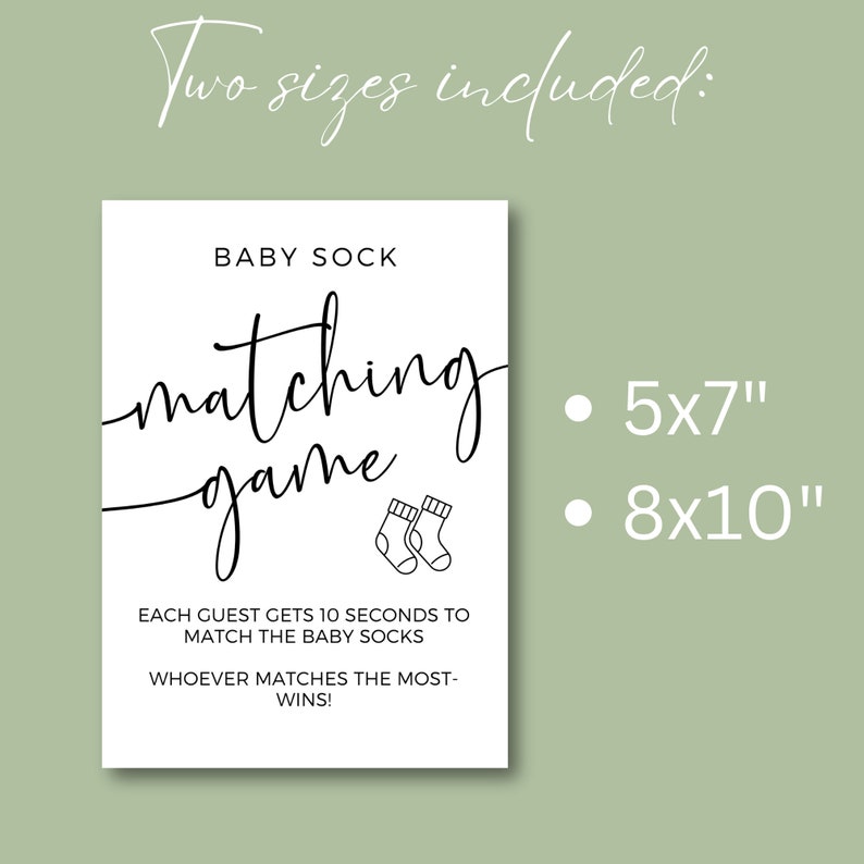 Baby Sock Matching Game Sign, Baby Shower Activity, Baby Shower Game ...