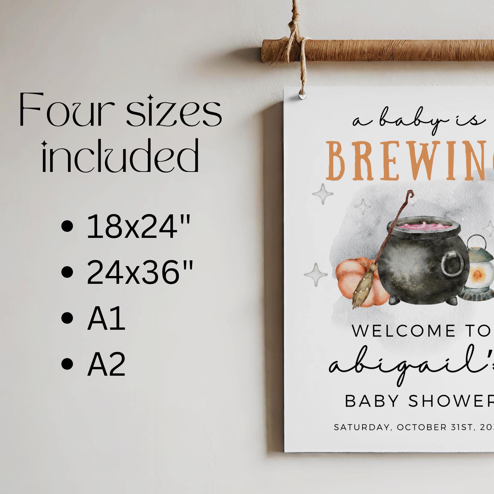 A Baby is Brewing Baby Shower Welcome Sign, Halloween Baby Shower ...