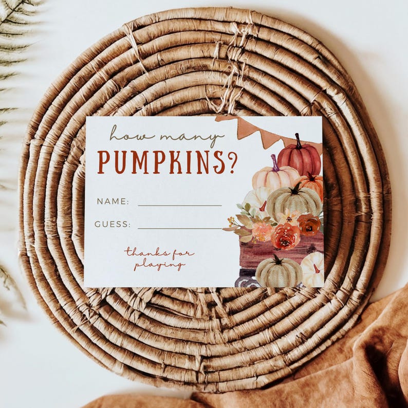 Guess How Many Pumpkins Are in the Jar Baby Shower Game, Fall Baby ...